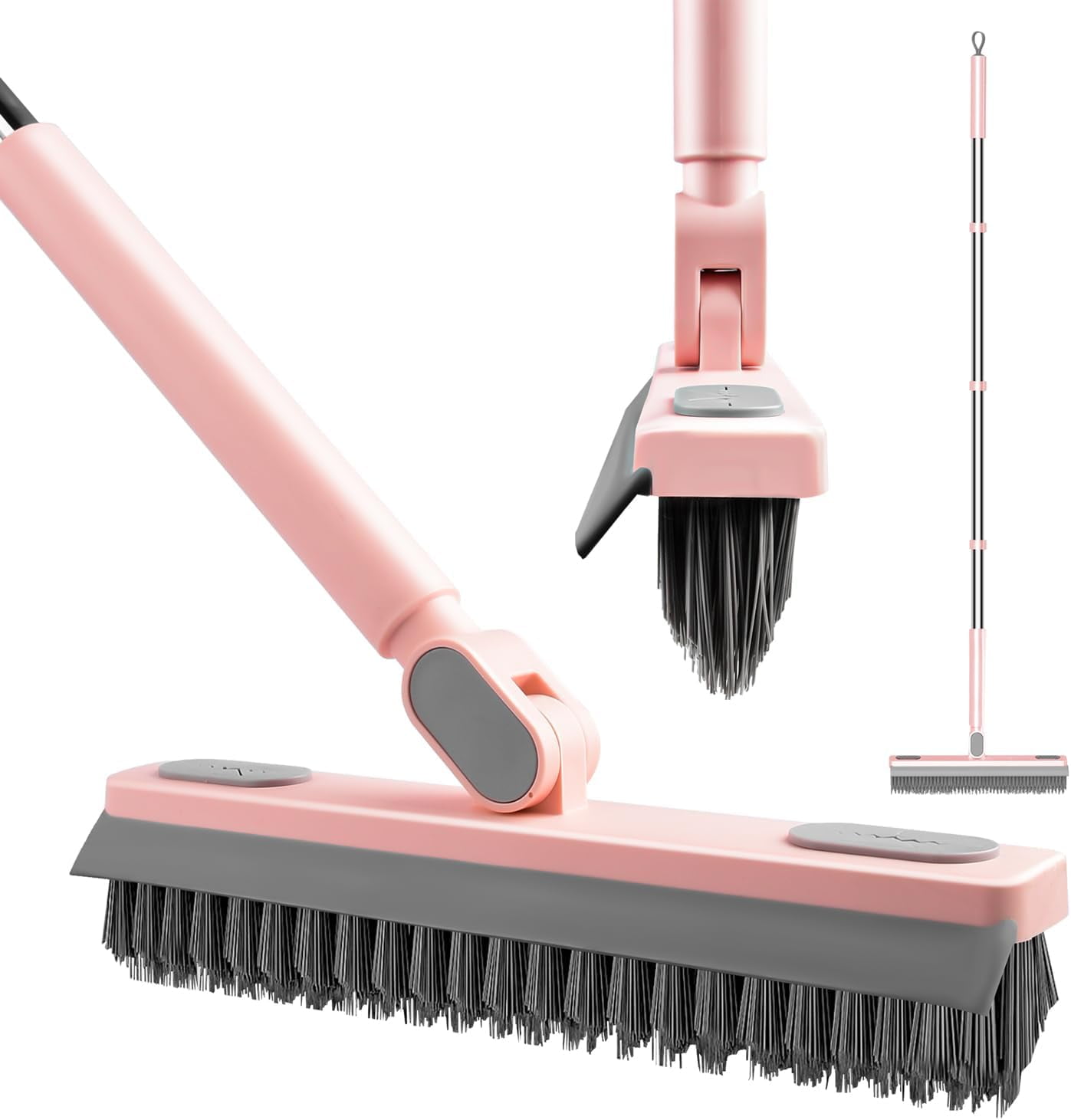 2 in 1 Scrape Brush, V-Shaped Corner Stiff Bristle Floor Scrubber with Squeegee for Cleaning ...