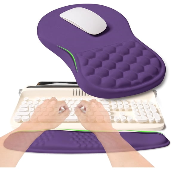2-in-1 Set, Wave Keyboard Wrist Rest and Massage Bulge Slope Pad Wrist ...