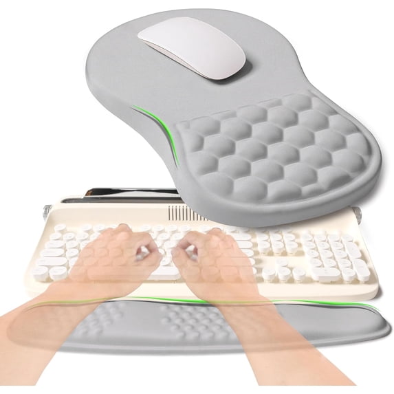 2-in-1 Set, Wave Keyboard Wrist Rest and Massage Bulge Slope Pad Wrist ...
