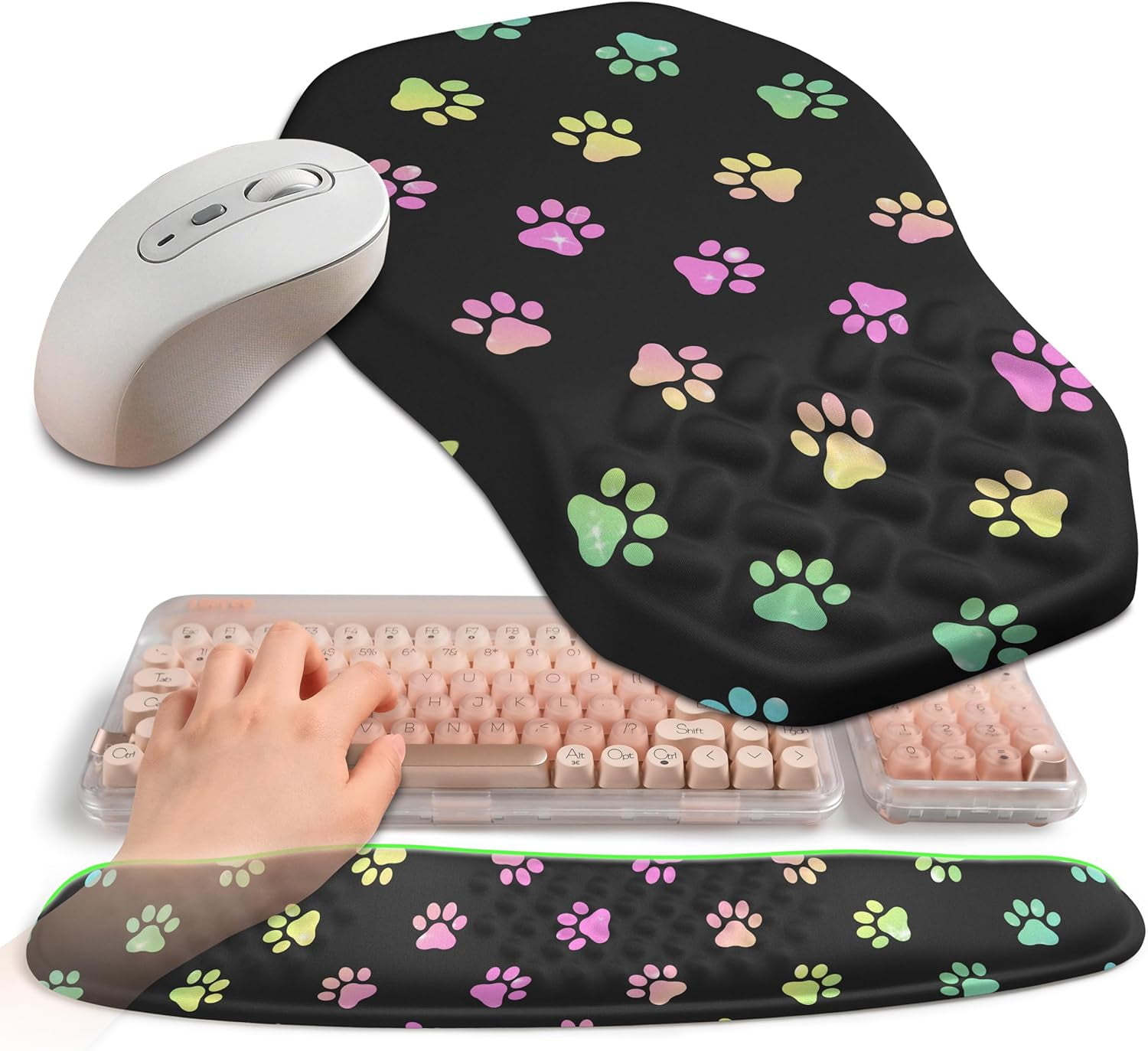 2-in-1 Set, Wave Keyboard Wrist Rest and Massage Slope Pad Wrist ...