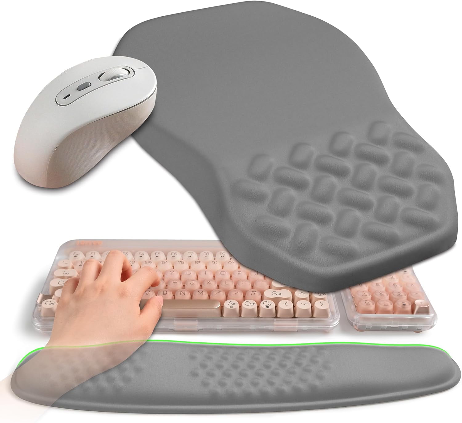2-in-1 Set, Wave Keyboard Wrist Rest and Massage Slope Pad Wrist ...