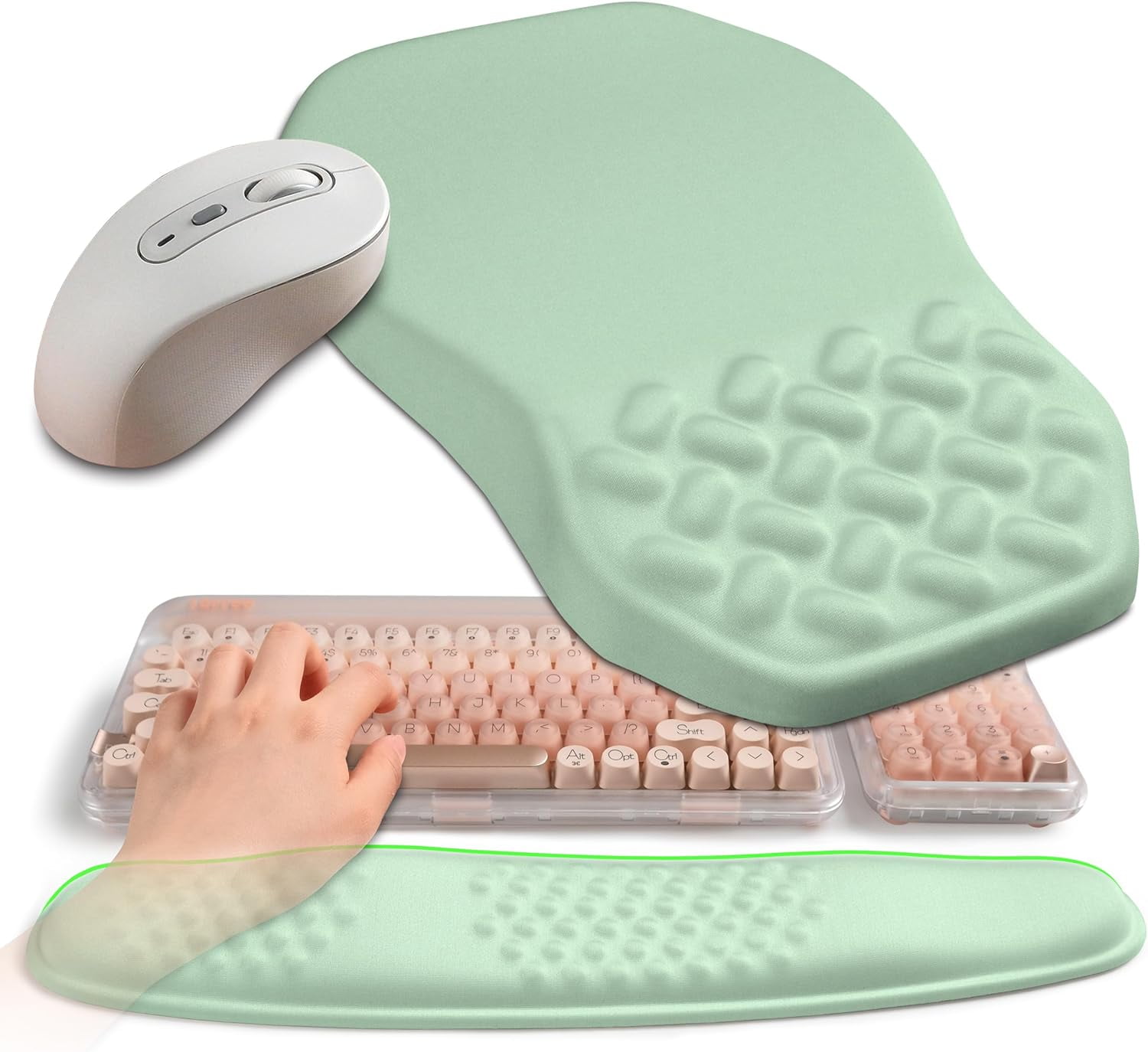 2-in-1 Set, Wave Keyboard Wrist Rest and Massage Slope Pad Wrist ...