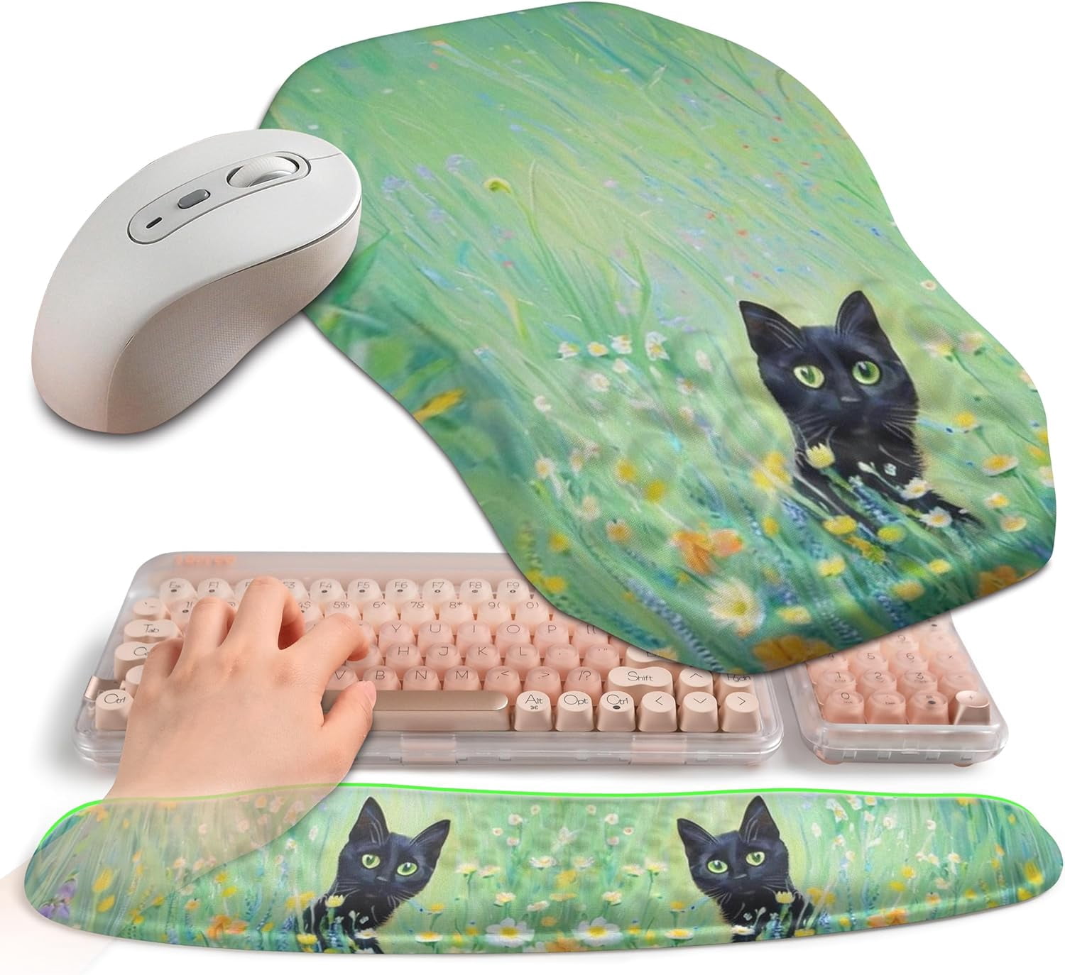2-in-1 Set, Wave Keyboard Wrist Rest and Massage Slope Pad Wrist ...