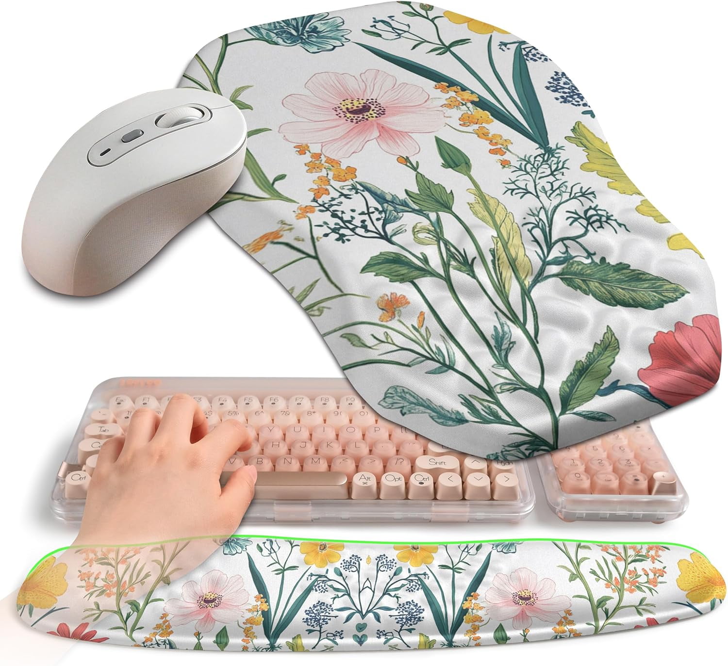 2-in-1 Set, Wave Keyboard Wrist Rest and Massage Slope Pad Wrist ...