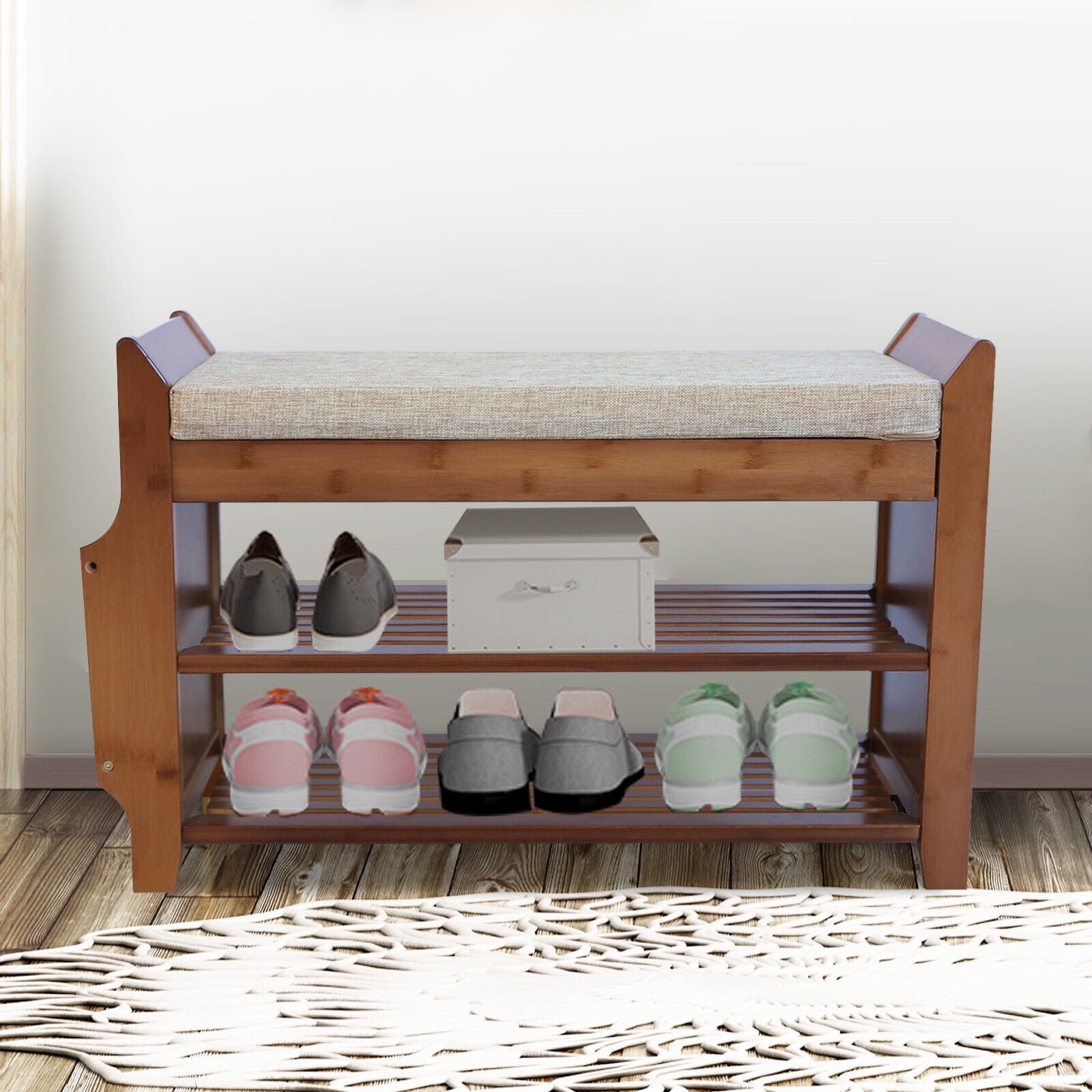 2 in 1 Shoe Rack and Shoe Bench,2 Tier Shoe Storage Bench Rack Entryway ...