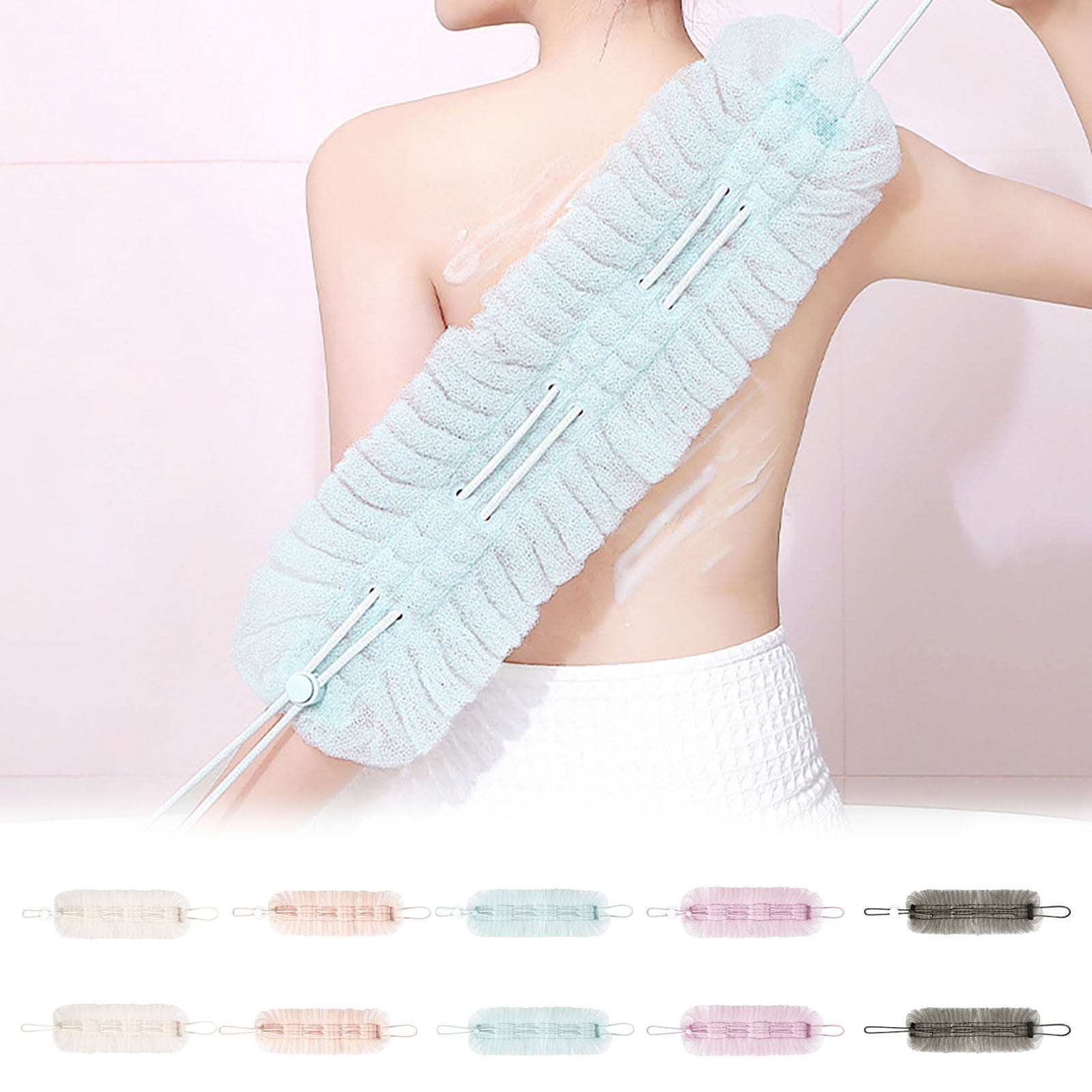 2-in-1 Shower Pouf Exfoliating Loofah Sponge Mesh Bath Washcloth for ...