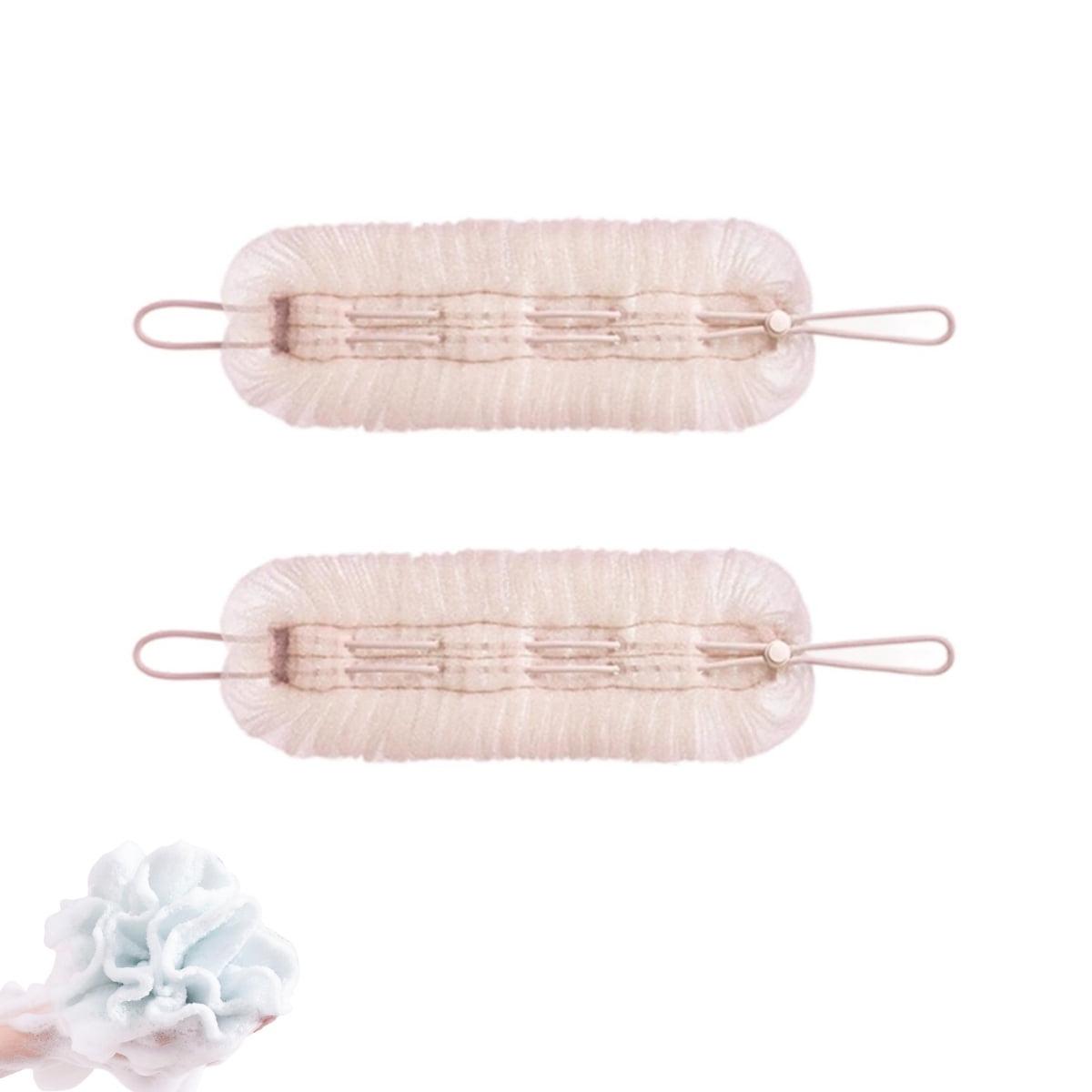 2-in-1 Shower Scrubber,Pink Shower Pouf and Back Scrubber,QZS Pouf and ...