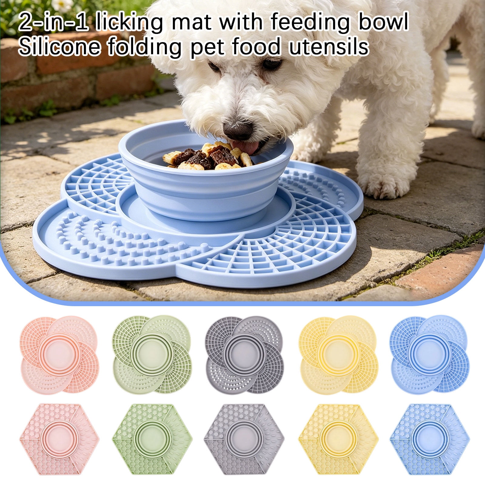2-in-1 Silicone Dog Lick Mat with Collapsible Feeding Bowl, Slow Feeder ...