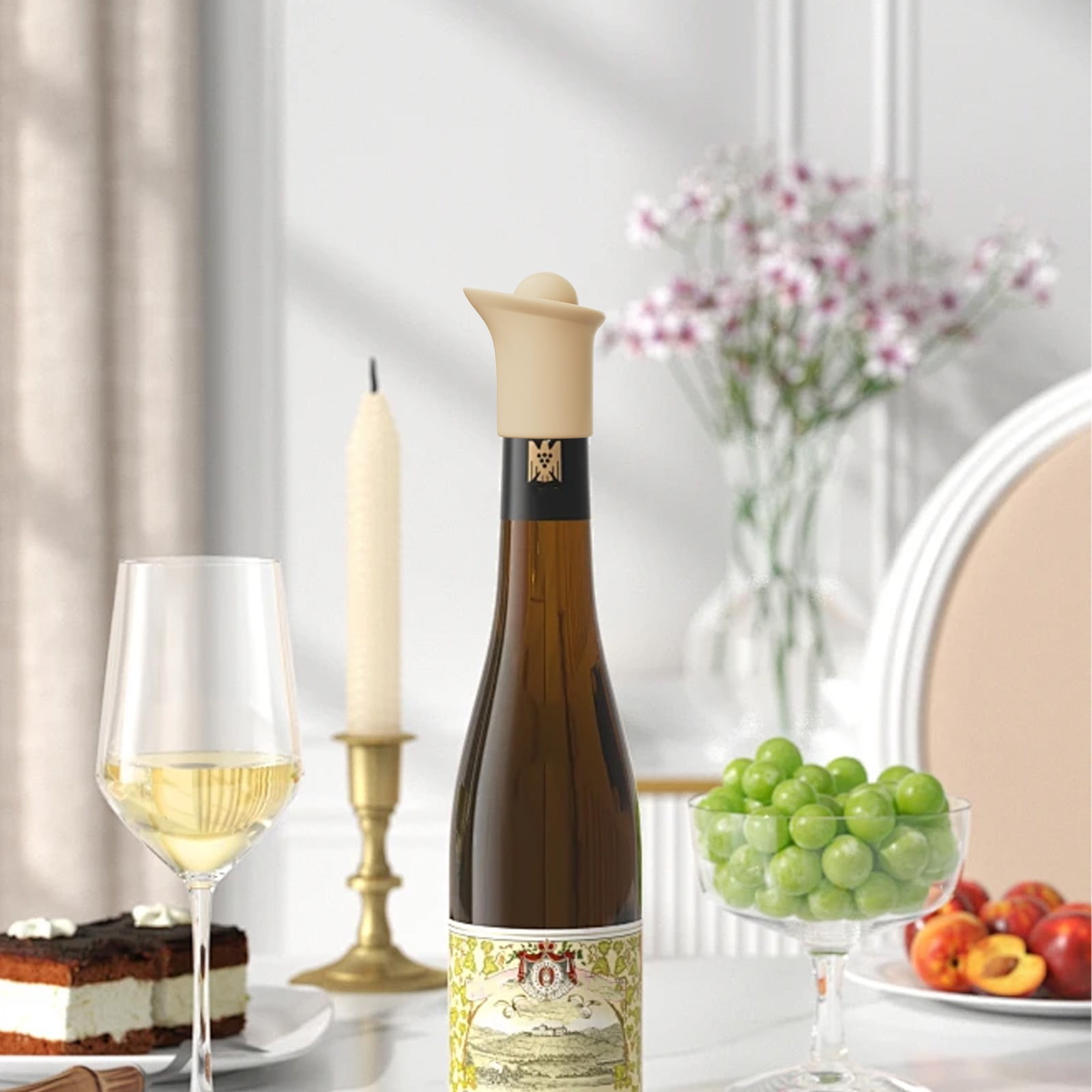 2-in-1 Silicone Wine Bottle Stoppers & Pourers, Upgraded Reusable ...