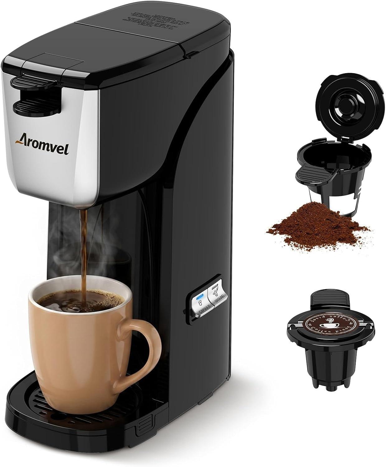 2-in-1 Single Serve Coffee Maker for K-Cup Pods and Ground Coffee, 6 to ...