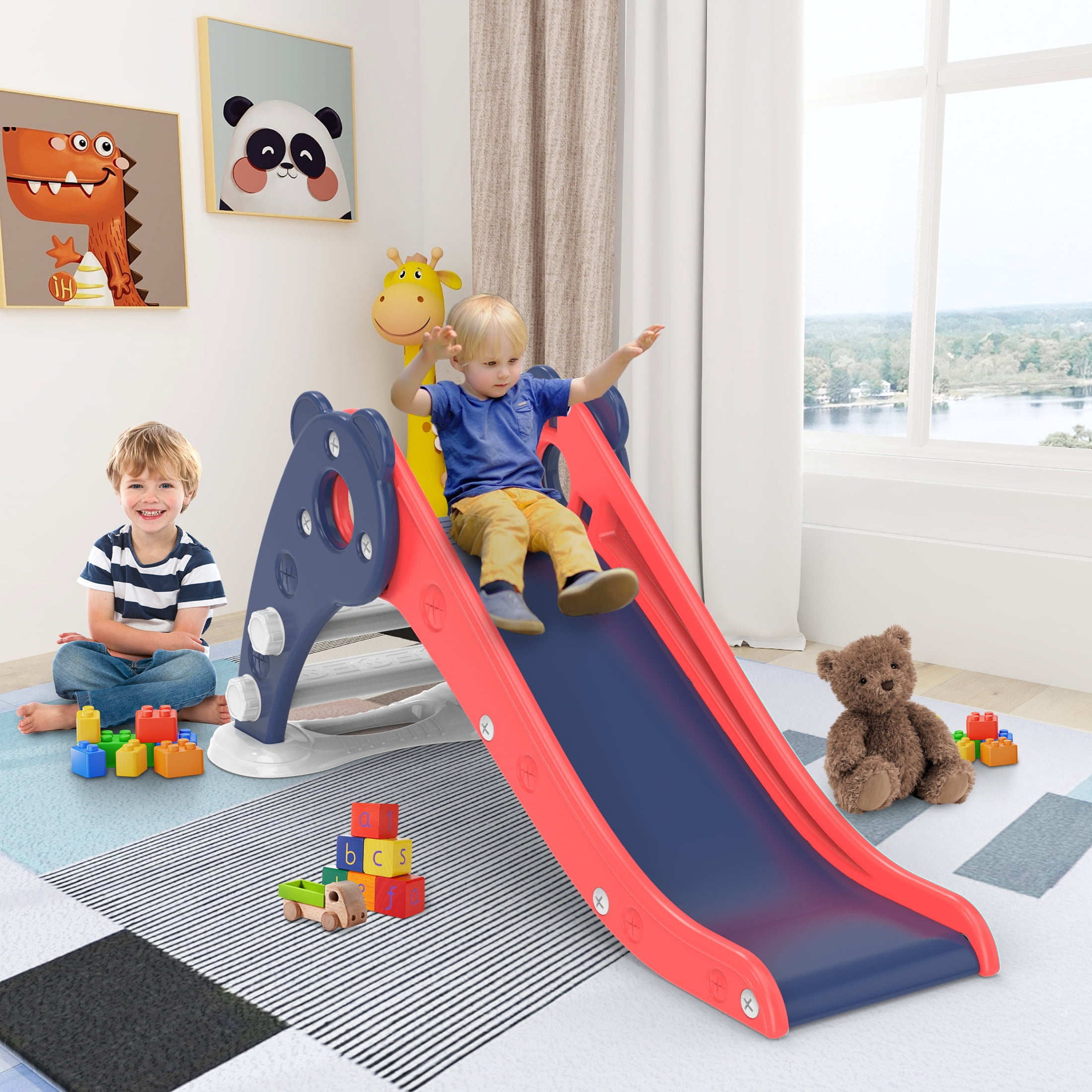 2 in 1 Slides for Kids, Toddler Slide Indoor or Outdoor Toddler Climber ...