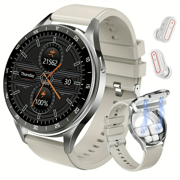 2-in-1 Smartwatch with Built-in TWS Headphones - Wireless Call/NFC ...