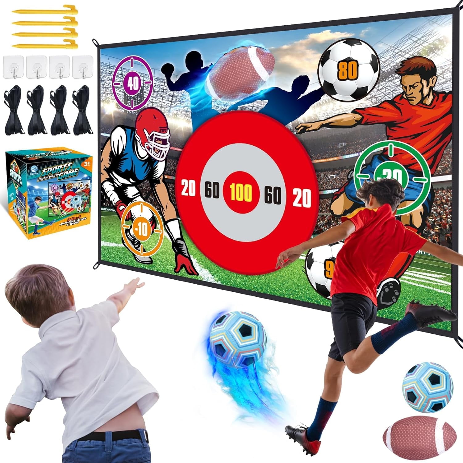 2-in-1 Soccer Ball Set and Football Games for Kids, Indoor and Outdoor ...