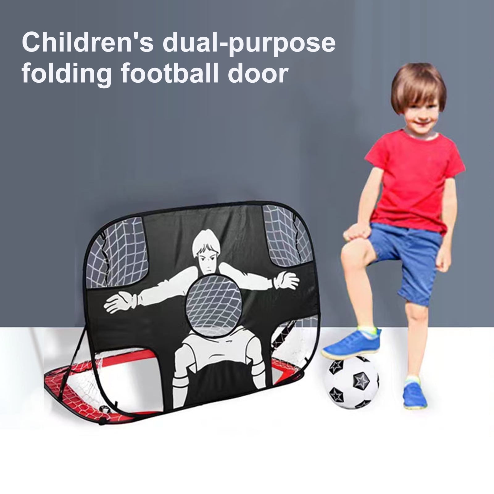 2-in-1 Soccer Goal Foldable Football Tennis Stand Portable Easy ...