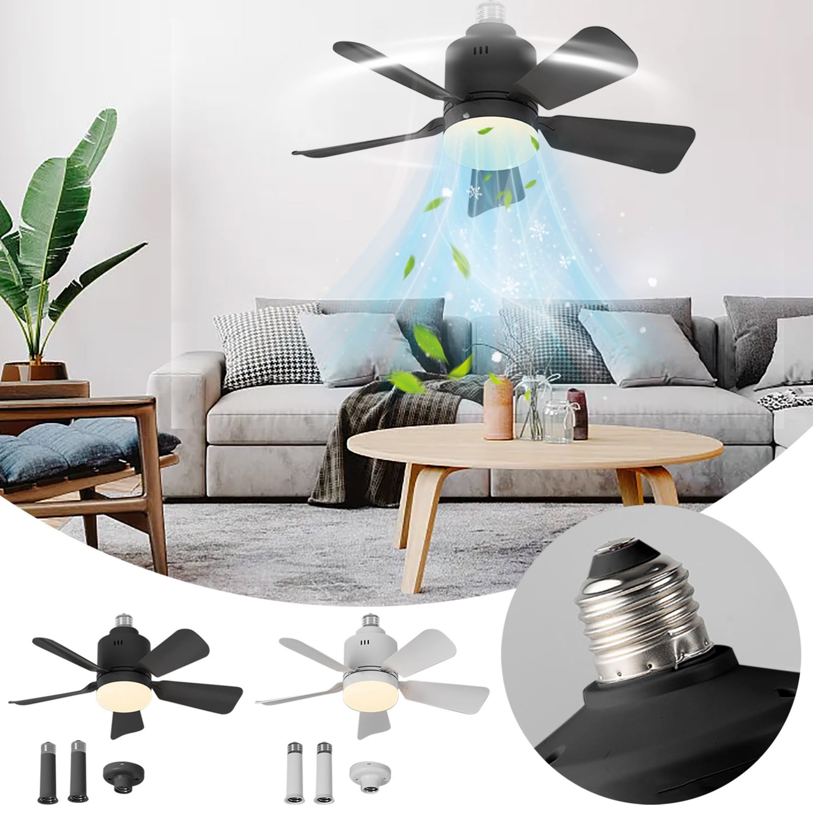 2 In 1 Socket Fan Light With Remote Small Ceiling Fans With Lights 3
