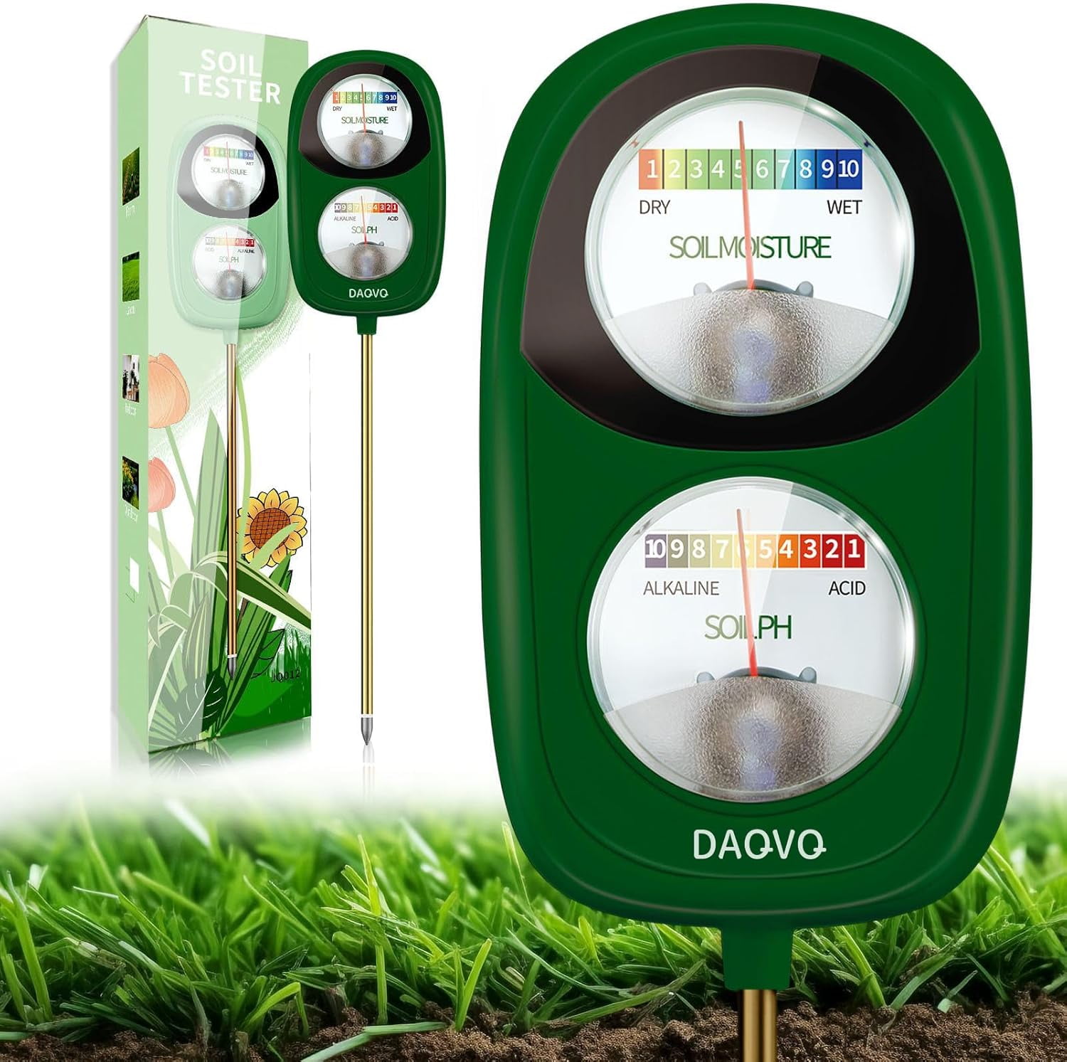 2-in-1 Soil Moisture Meter, Soil PH Meter, Large Dual-Screen Soil PH ...