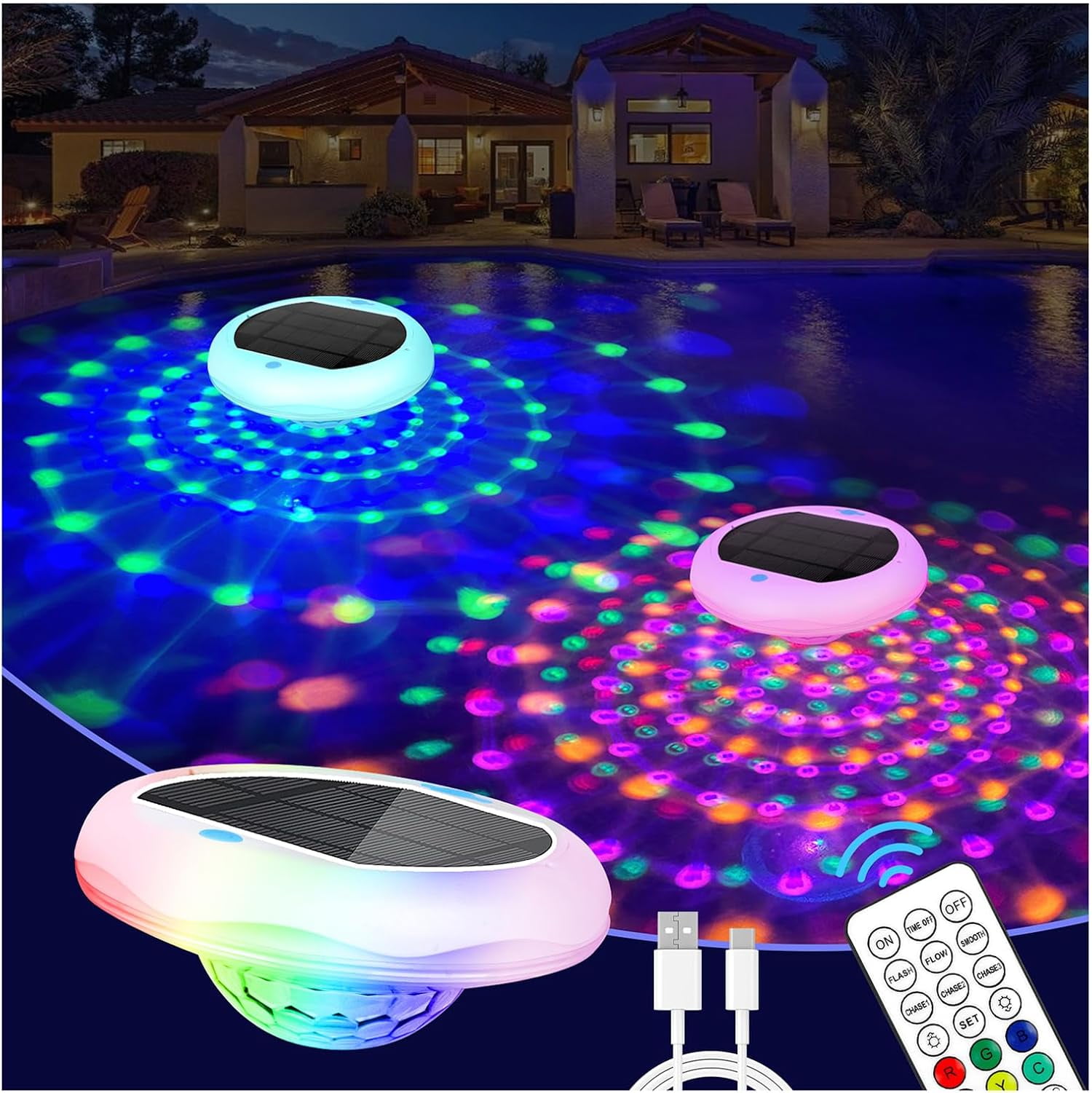 2-in-1 Solar and Floating Pool Lights: 6.7" Pool Lights That Float 6 ...