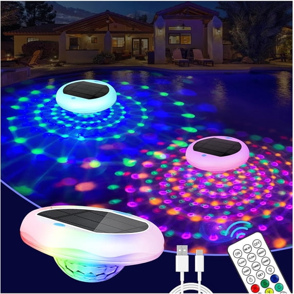 2-in-1 Solar and Floating Pool Lights: 6.7" Pool Lights That Float 6 ...