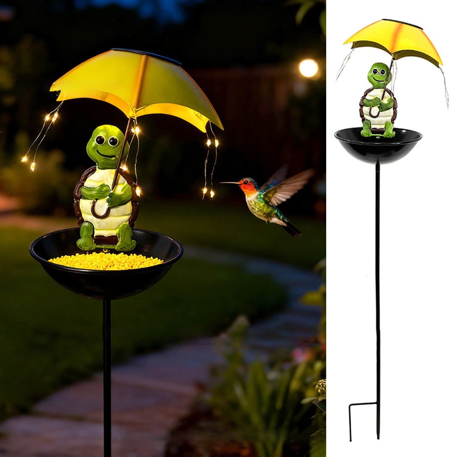 2-in-1 Solar Powered Courtyard Light & Bird Feeder - Ground Insertion ...
