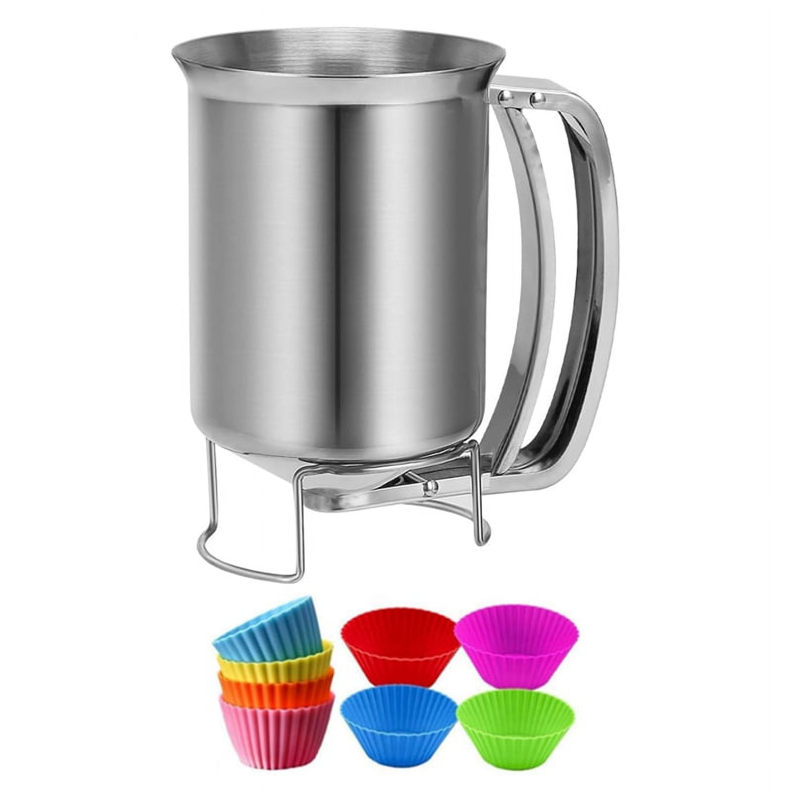 2 in 1 Stainless Steel 800Ml Batter Dispenser with Squeeze Handle ...