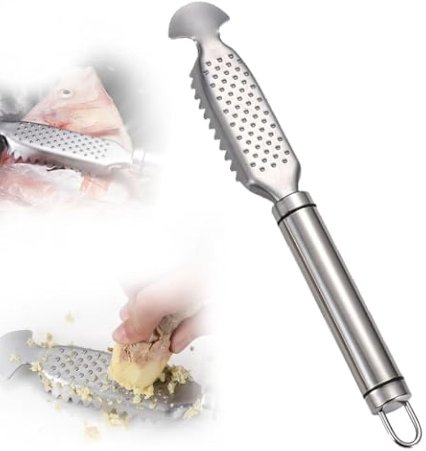 2-in-1 Stainless Steel Fish Scaler, Fish Scales Scraping Tool, Ginger ...