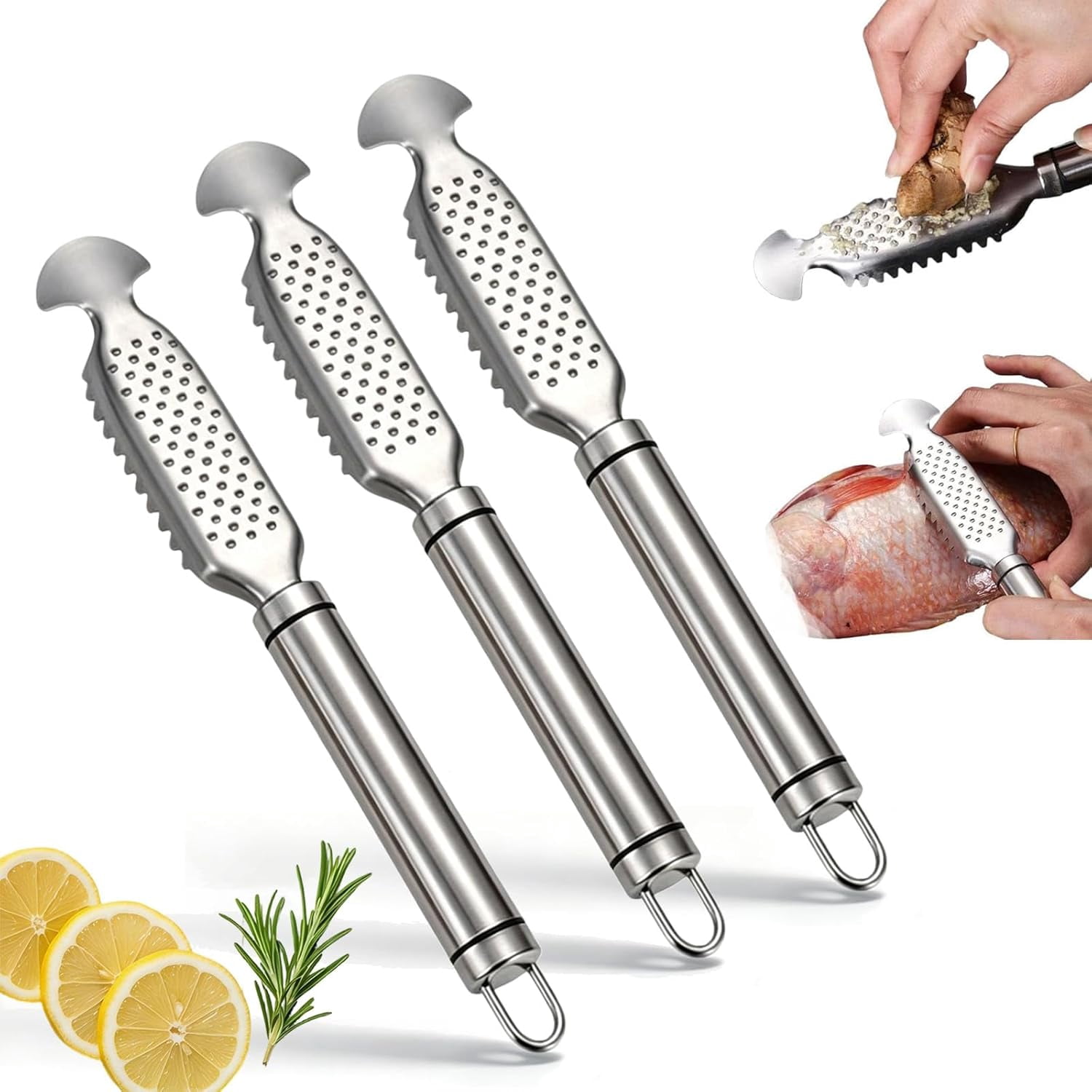 2-in-1 Stainless Steel Fish Scaler + Ginger Grater, Fish Scaler Remover ...