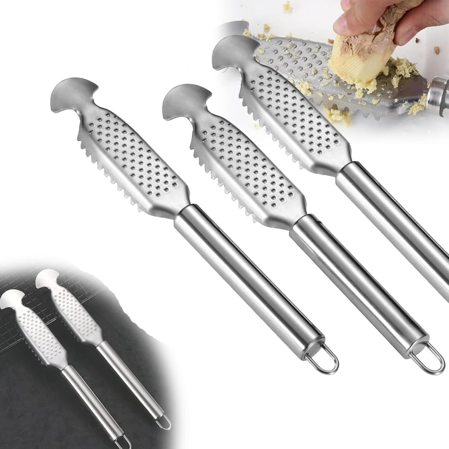 2-in-1 Stainless Steel Fish Scaler + Ginger Grater, Multifunction Steel ...