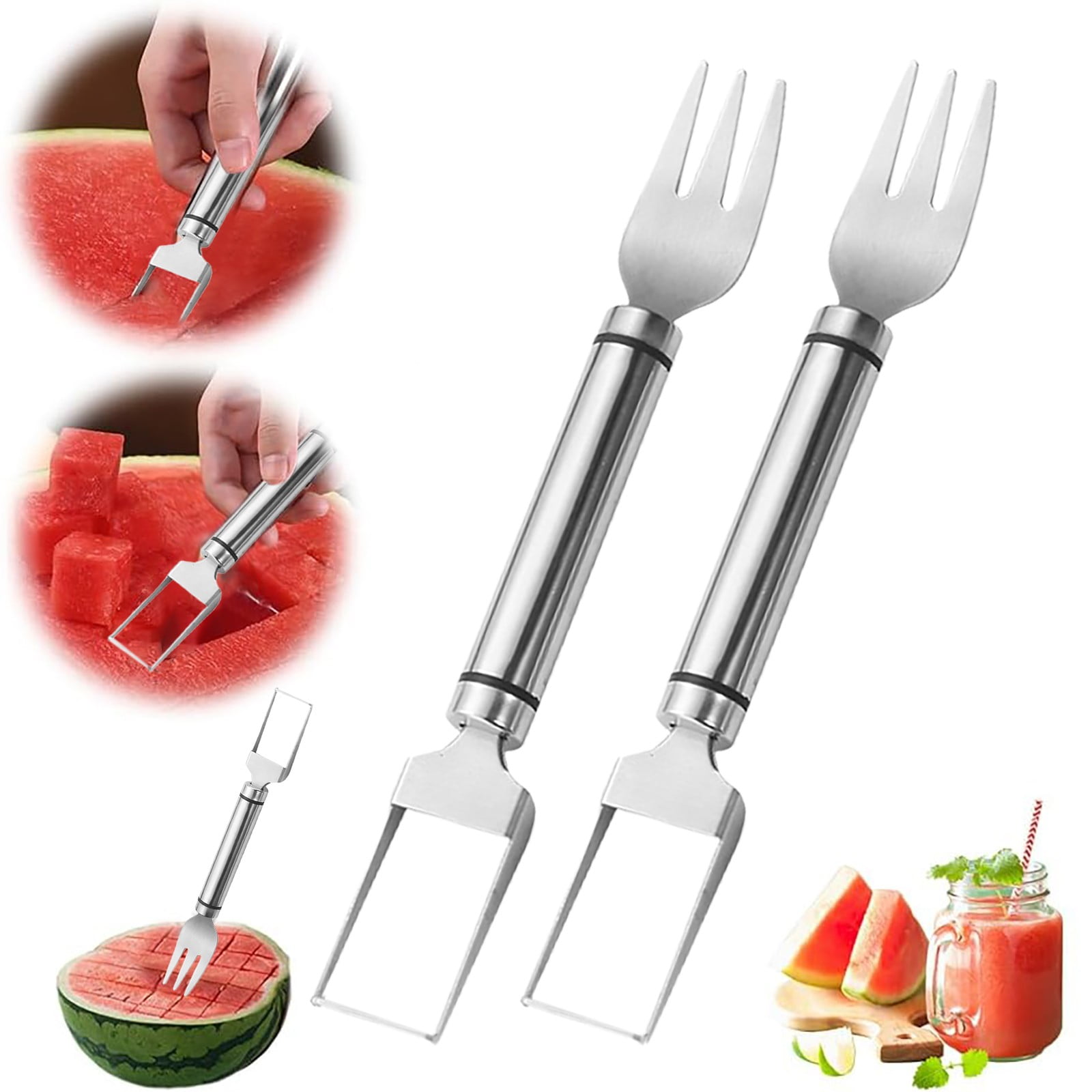 2-in-1 Stainless Steel Fruit Cutter, 2024 Newest Watermelon Cutter ...