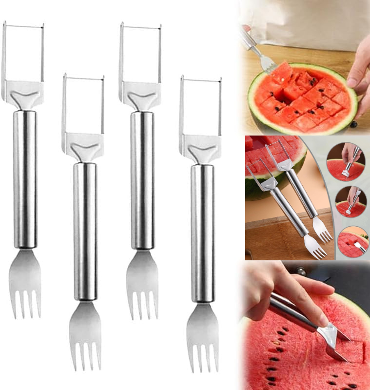 2-in-1 Stainless Steel Fruit Cutter, 2025 New Dual Head Fruit Forks ...