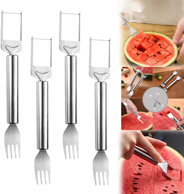 2-in-1 Stainless Steel Fruit Cutter, 2025 New Dual Head Fruit Forks ...