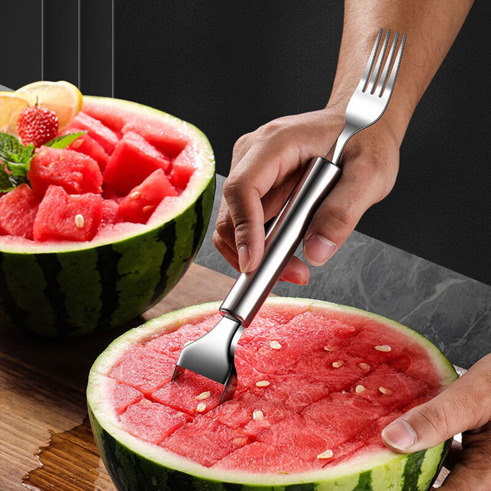 2-in-1 Stainless Steel Fruit Cutter, 2025 New Upgrade Watermelon Fork ...