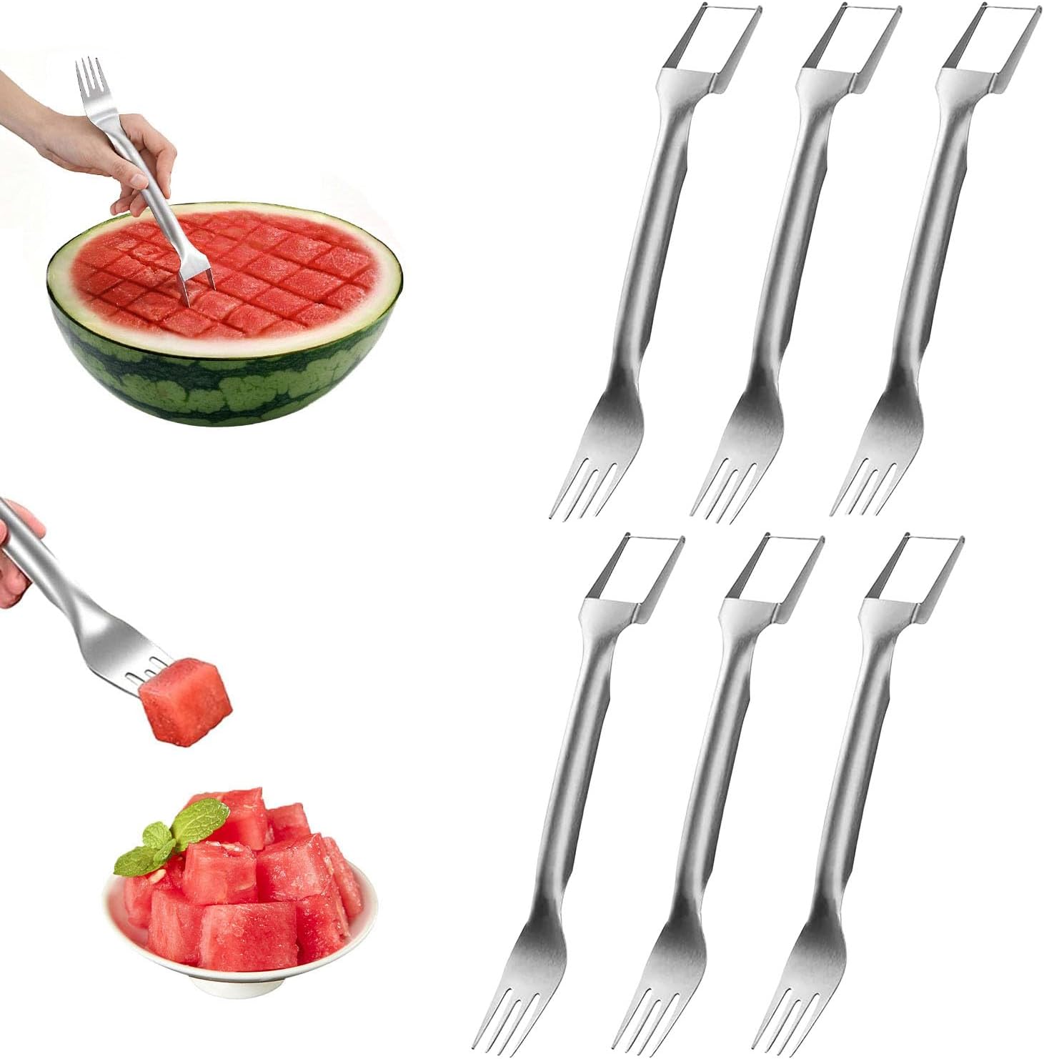 2-in-1 Stainless Steel Fruit Cutter, 2025 New Upgrade Watermelon Fork ...