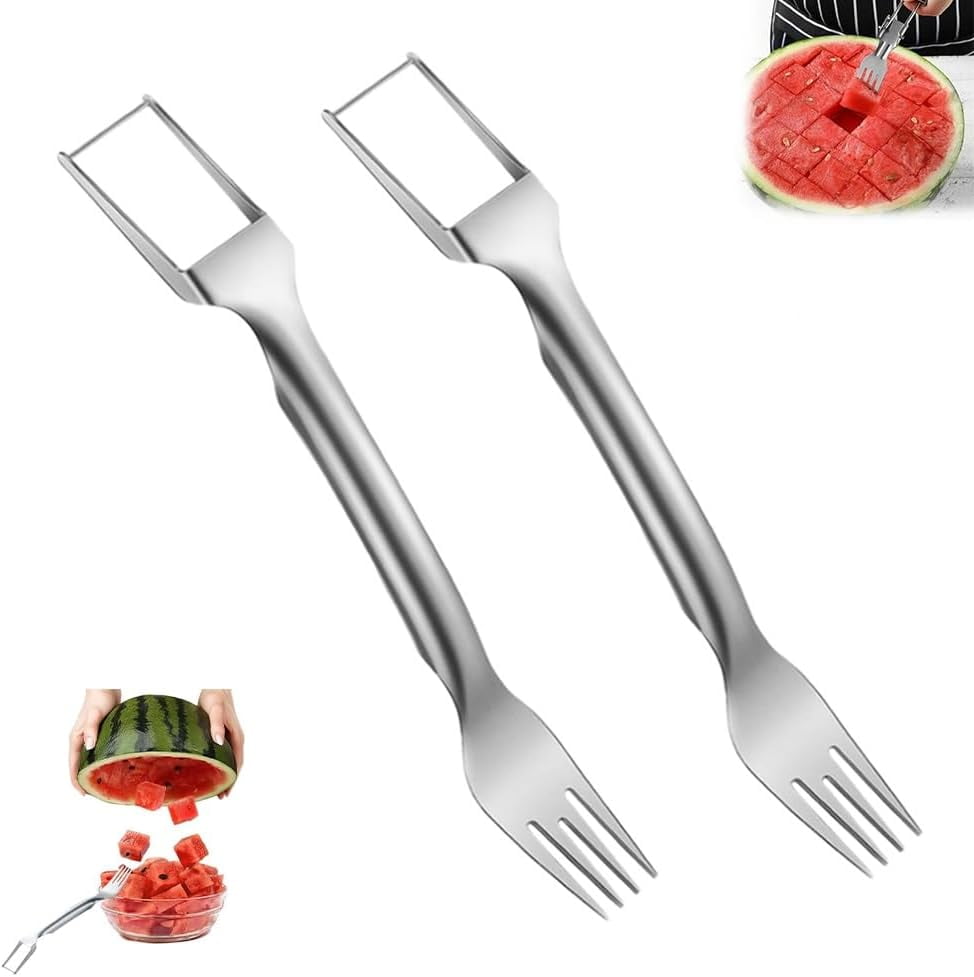2-in-1 Stainless Steel Fruit Cutter, Portable Dual Head Watermelon ...