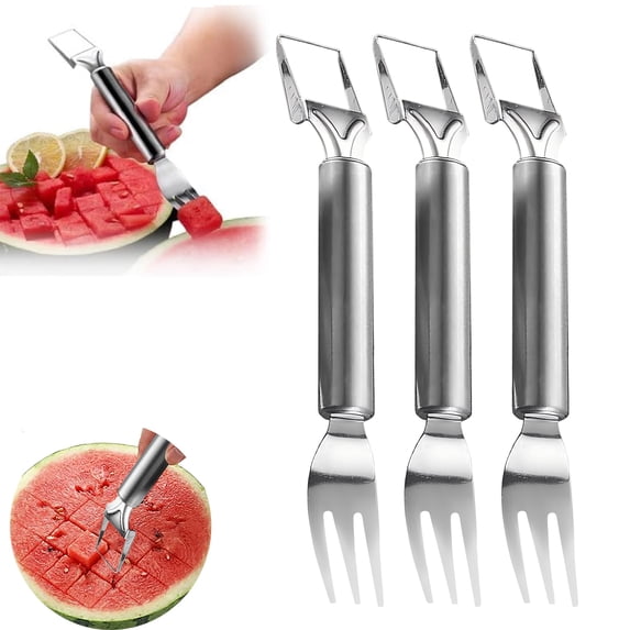 2 in 1 Stainless Steel Fruit Cutter Upgraded Watermelon Slicer Dual ...