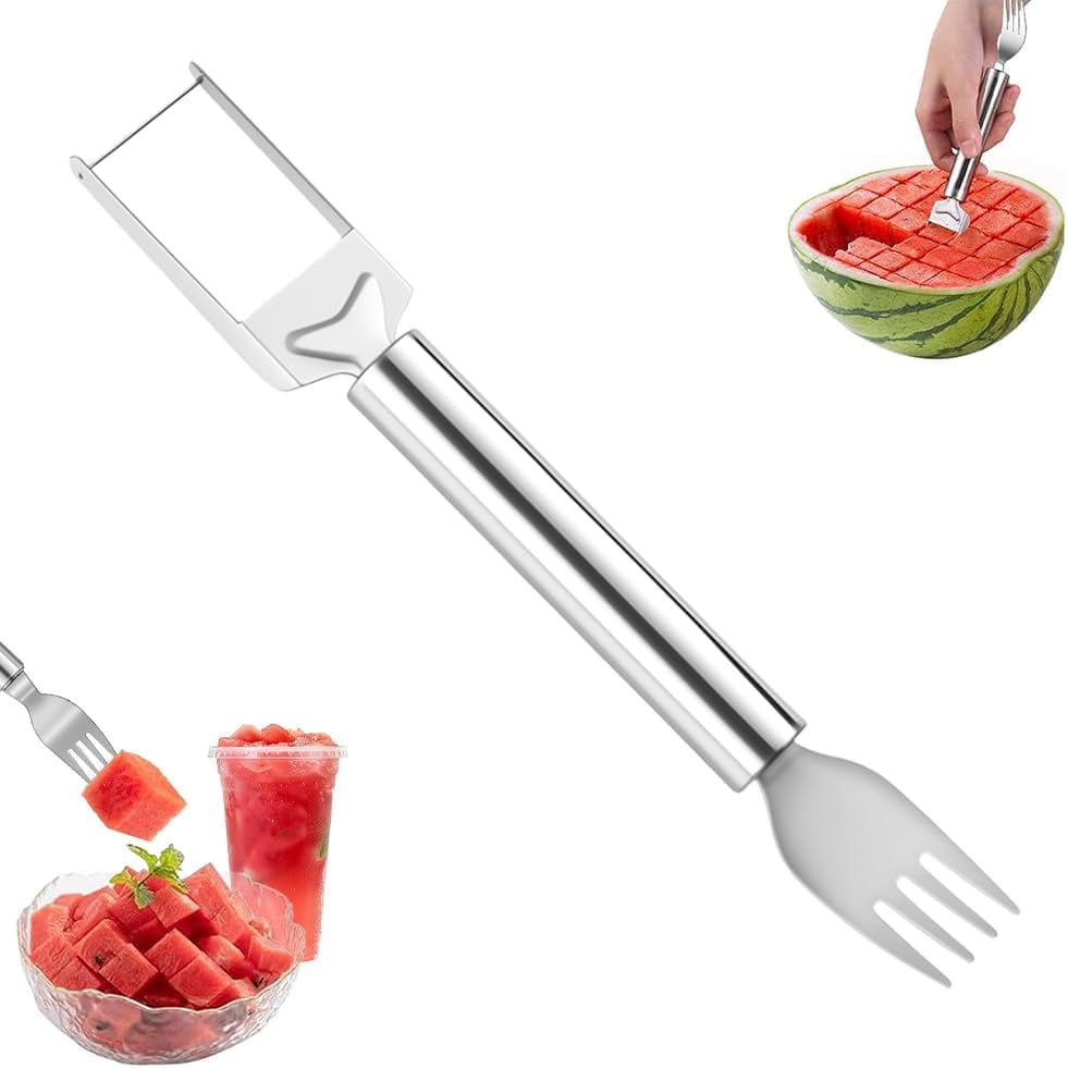 2-in-1 Stainless Steel Fruit Cutter, Watermelon Fork Slicer Tool ...