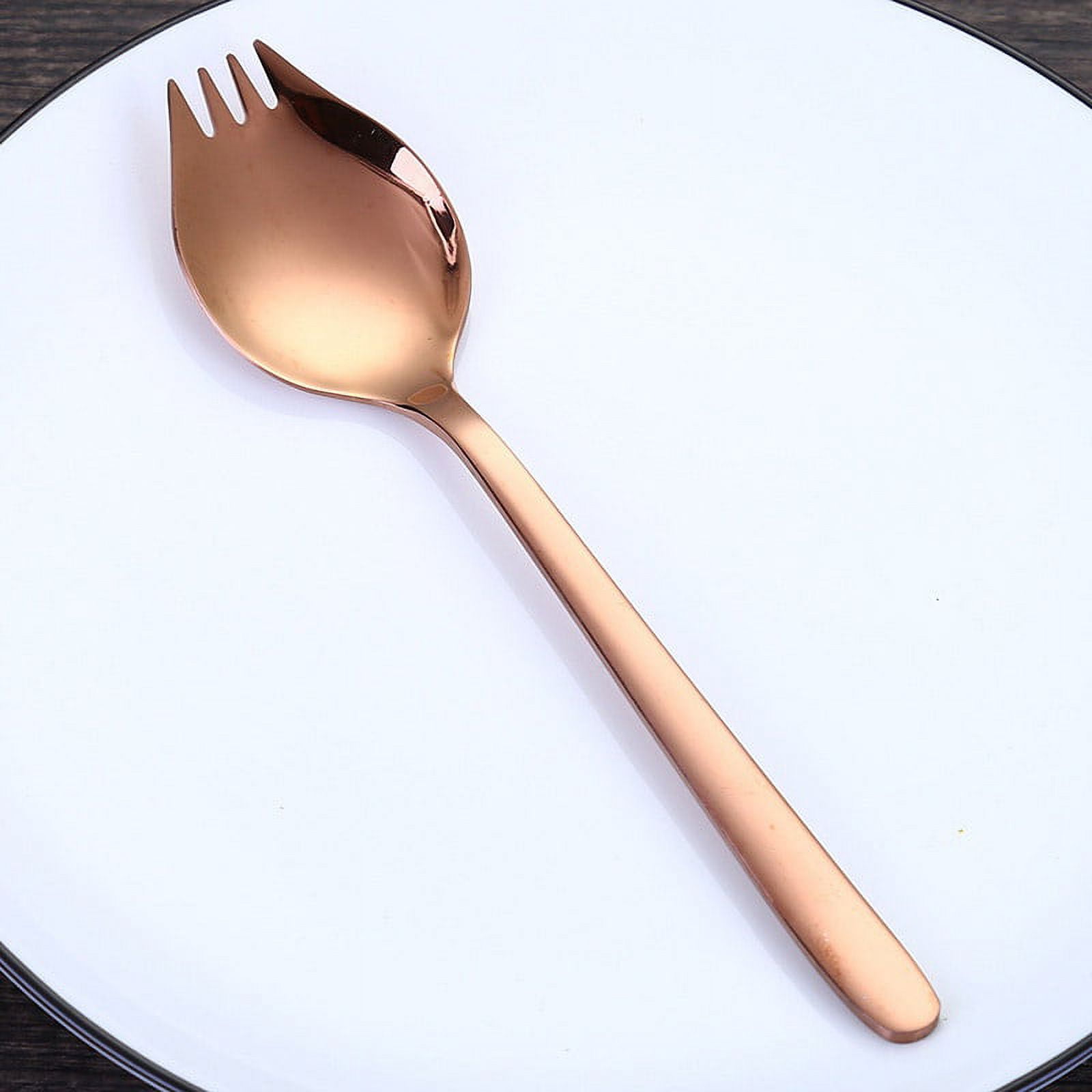 2 in 1 Stainless Steel Soup Spoon Fork Reusable Dinner Spork Camping ...