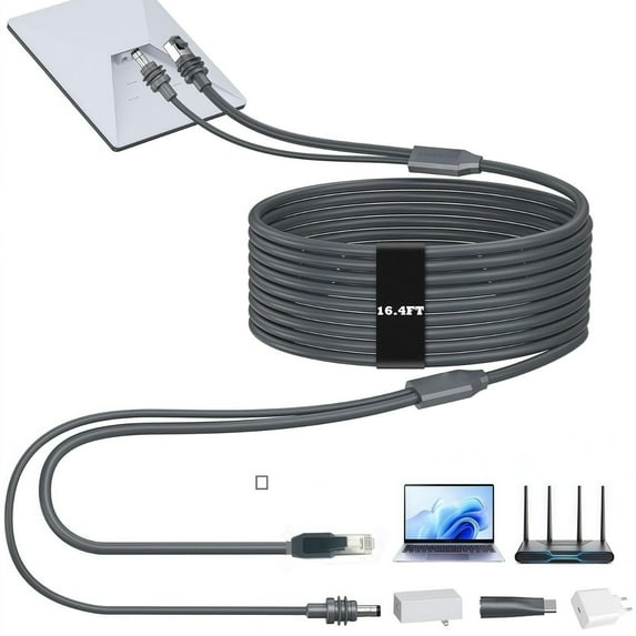 2 in 1 Starlink Mini Cable 16.4FT/5M, DC/USB C Charging + Ethernet ...
