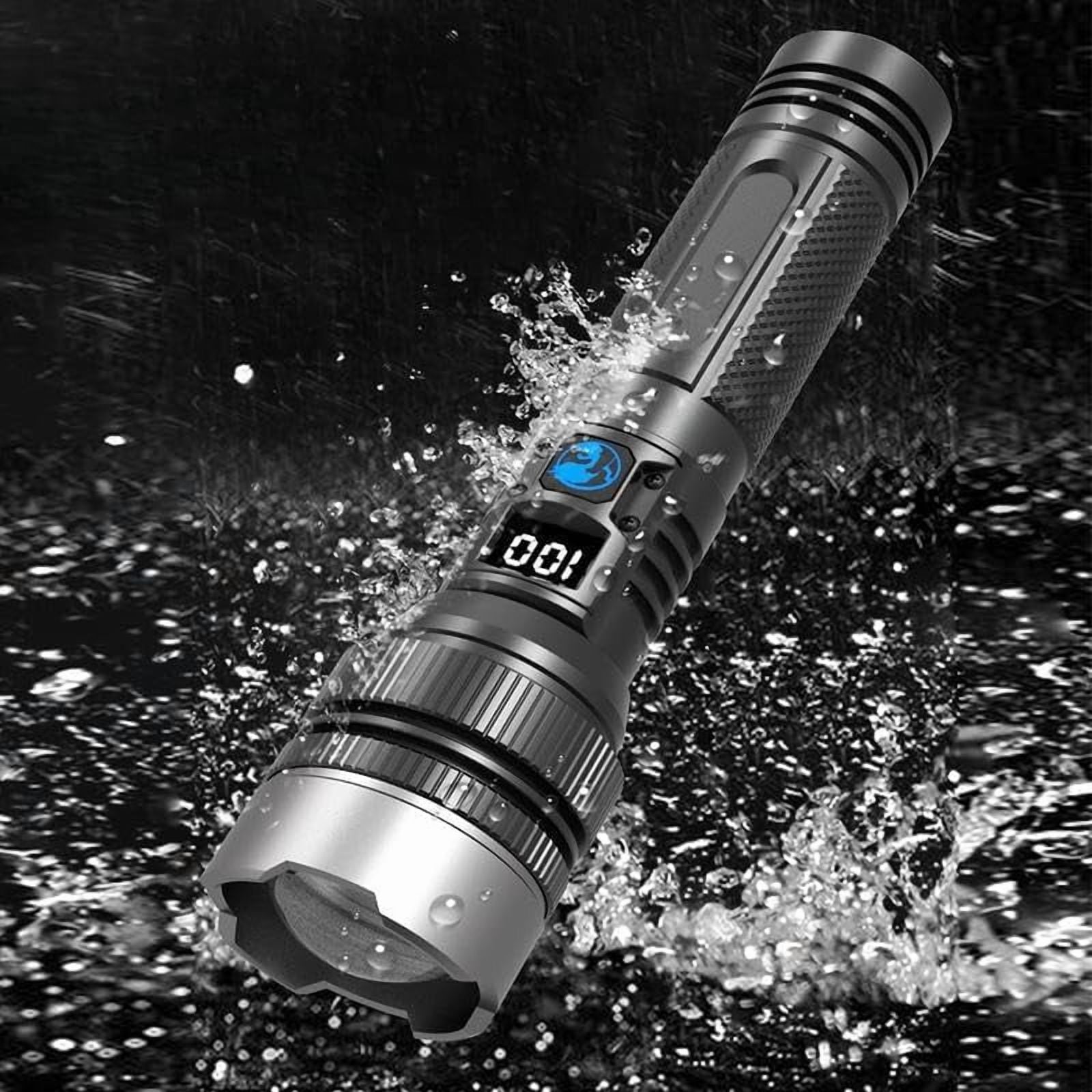 2-in-1 Strong Flashlight, Rechargeable LED Torch with Digital Power ...