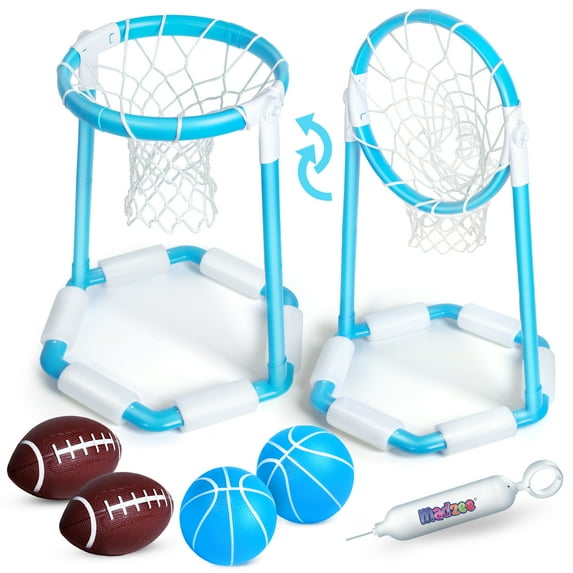 2-in-1 Water Game Sport Swimming Pool Floating Basketball Hoop ...