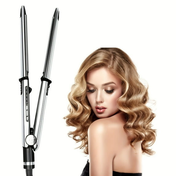 2-in-1 Titanium Ceramic Hair Iron: Straightener & Curling Wand, 30s ...