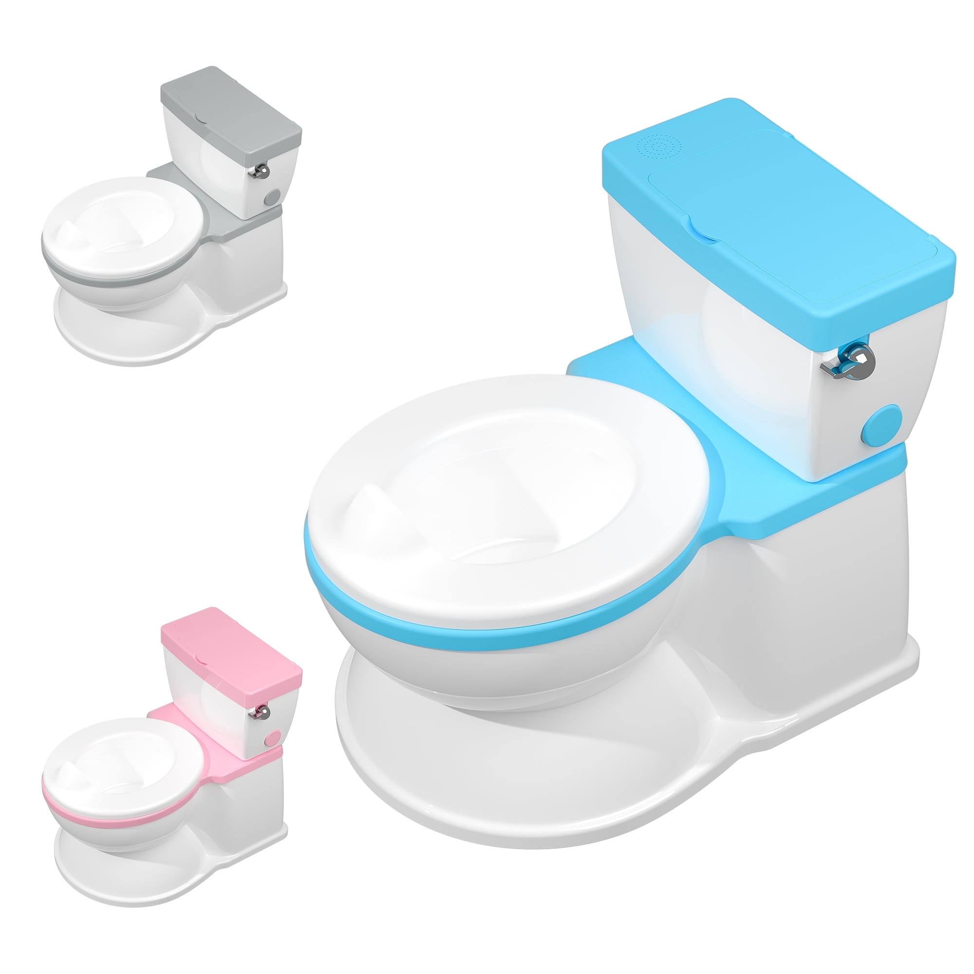 2-in-1 Toddler Potty Training Toilet with Flushing Sound,Blue ...