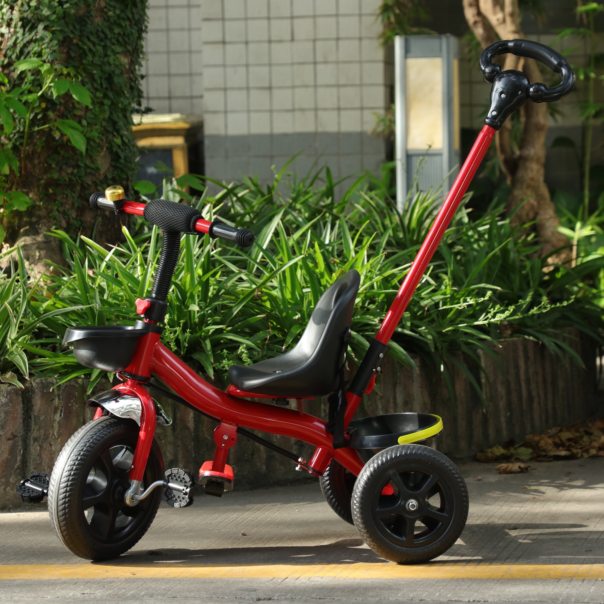 2-in-1 Toddler Tricycle for Ages 6+ Months Extended Push Handle Gift ...