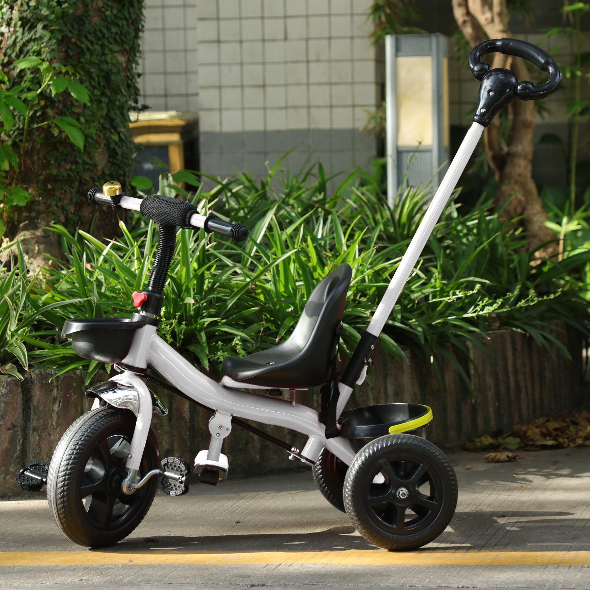 2-in-1 Toddler Tricycle for Ages 6+ Months Extended Push Handle Gift ...