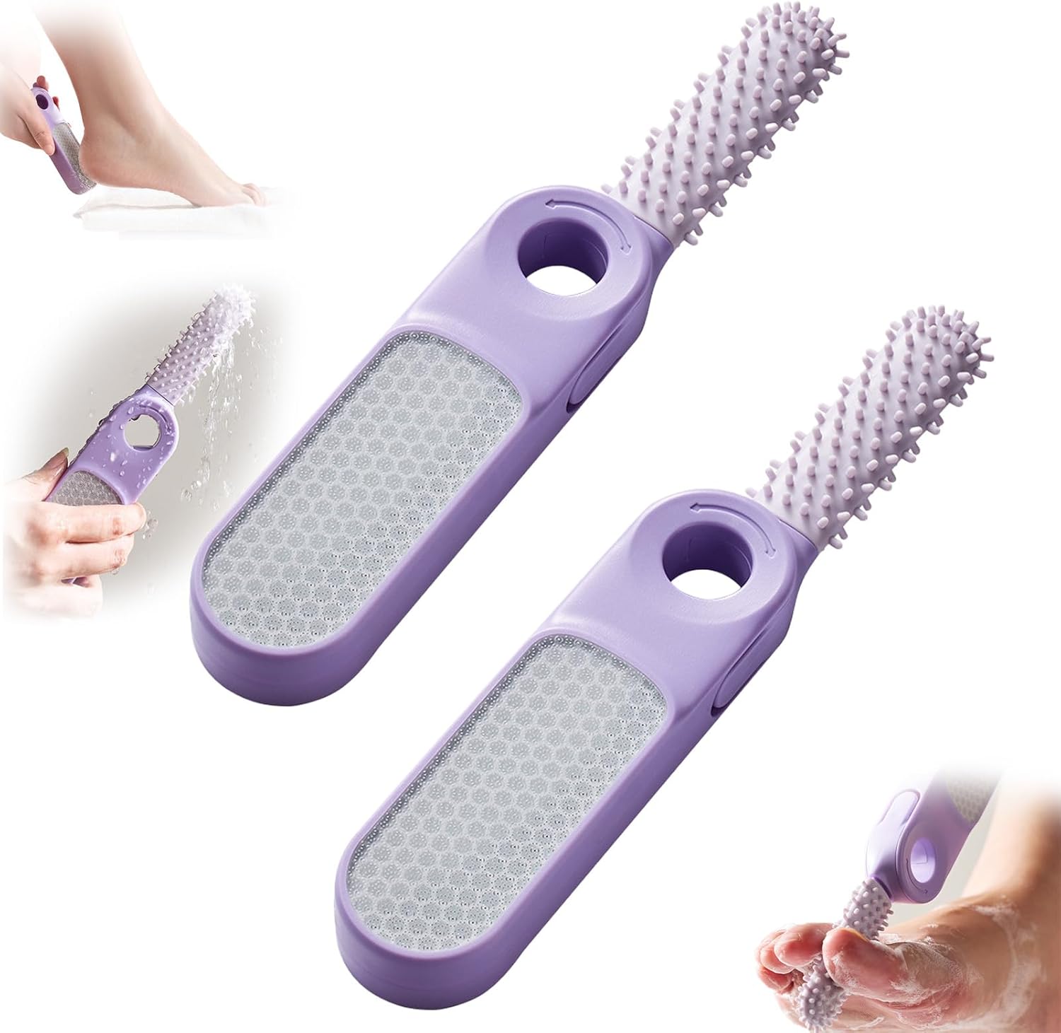 2 in 1 Toe Cleaning Brush & Foot File Callus Remover for Feet in Shower ...