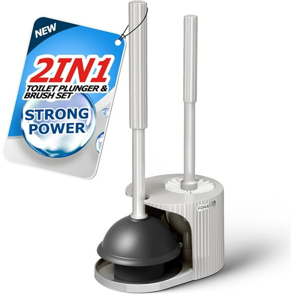 2 in 1 Toilet Plunger and Brush Set,Extended Handle Plunger,Toilet Bowl ...