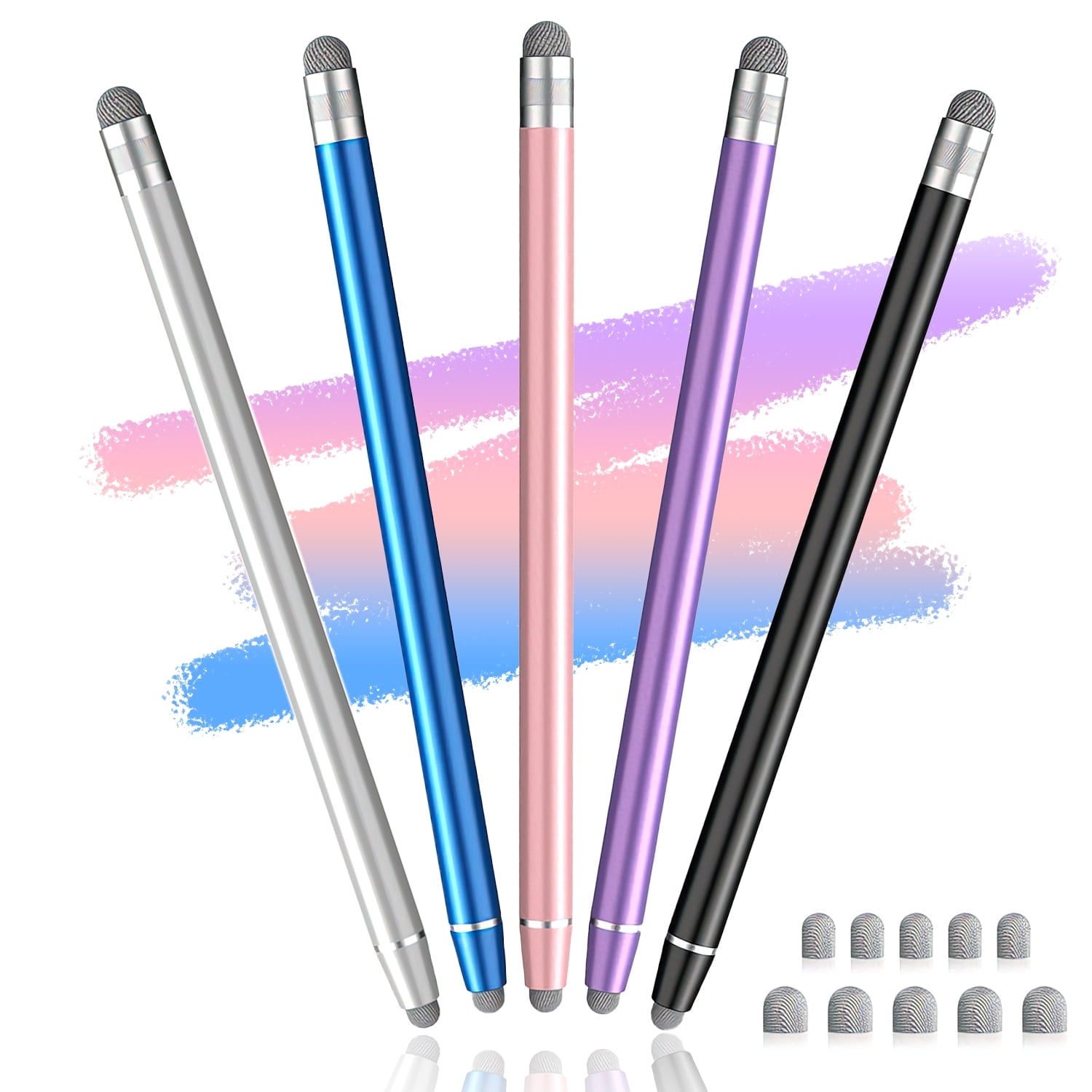 2-in-1 Touchscreen Stylus Pen Set – 5 Pack, Universal Precision Stylus ...