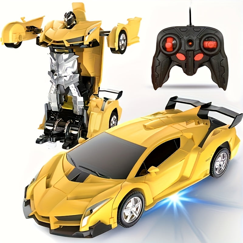 2-in-1 Transforming Robot & Racing Car Toy - Yellow, Remote Control ...