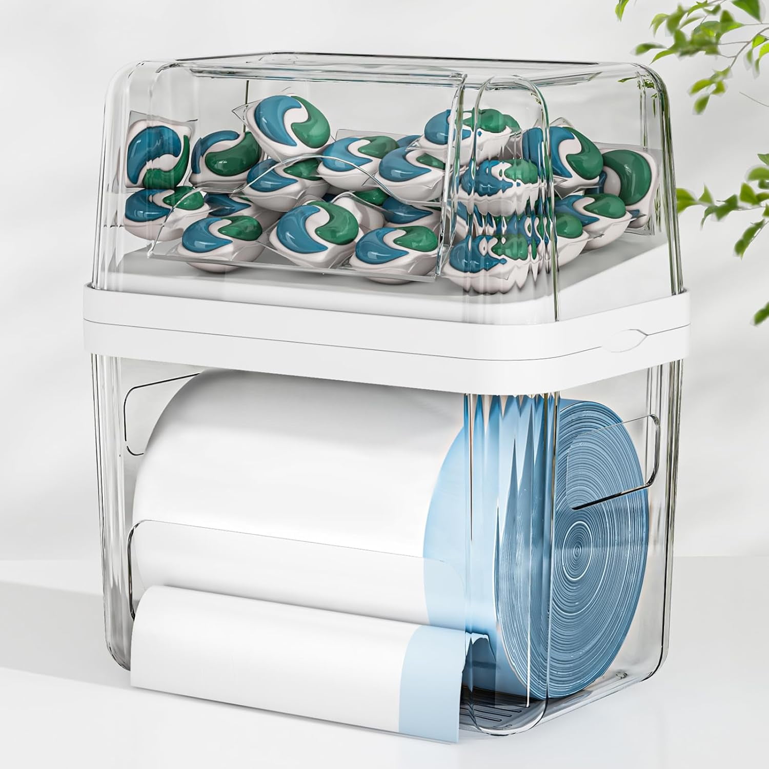 2-in-1 Trash Bag Holder Laundry & Dishwasher Pods Container,Garbage Bag ...