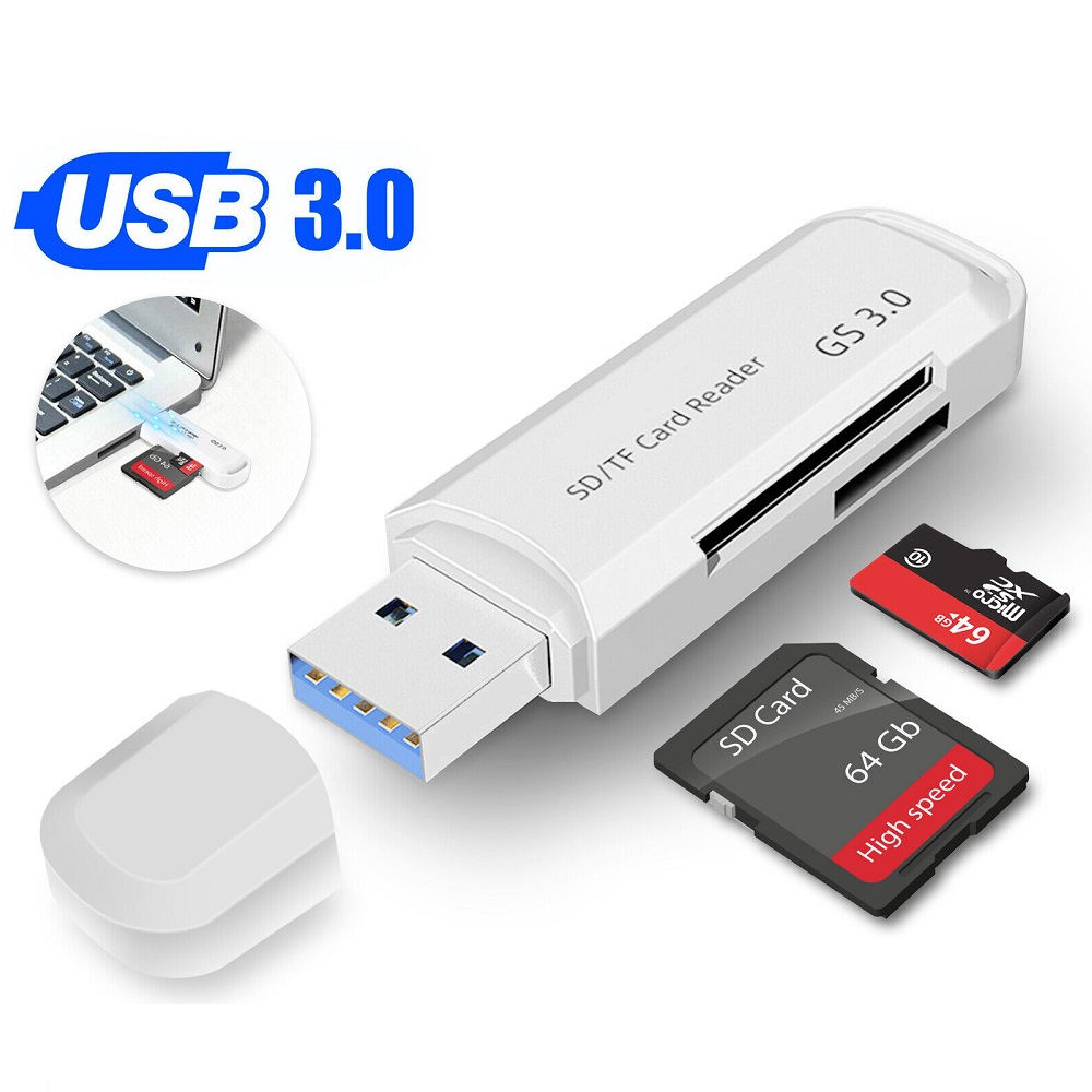 2 in 1 USB 3.0 SD Card Reader for Laptop Computer Micro SD OTG Memory ...