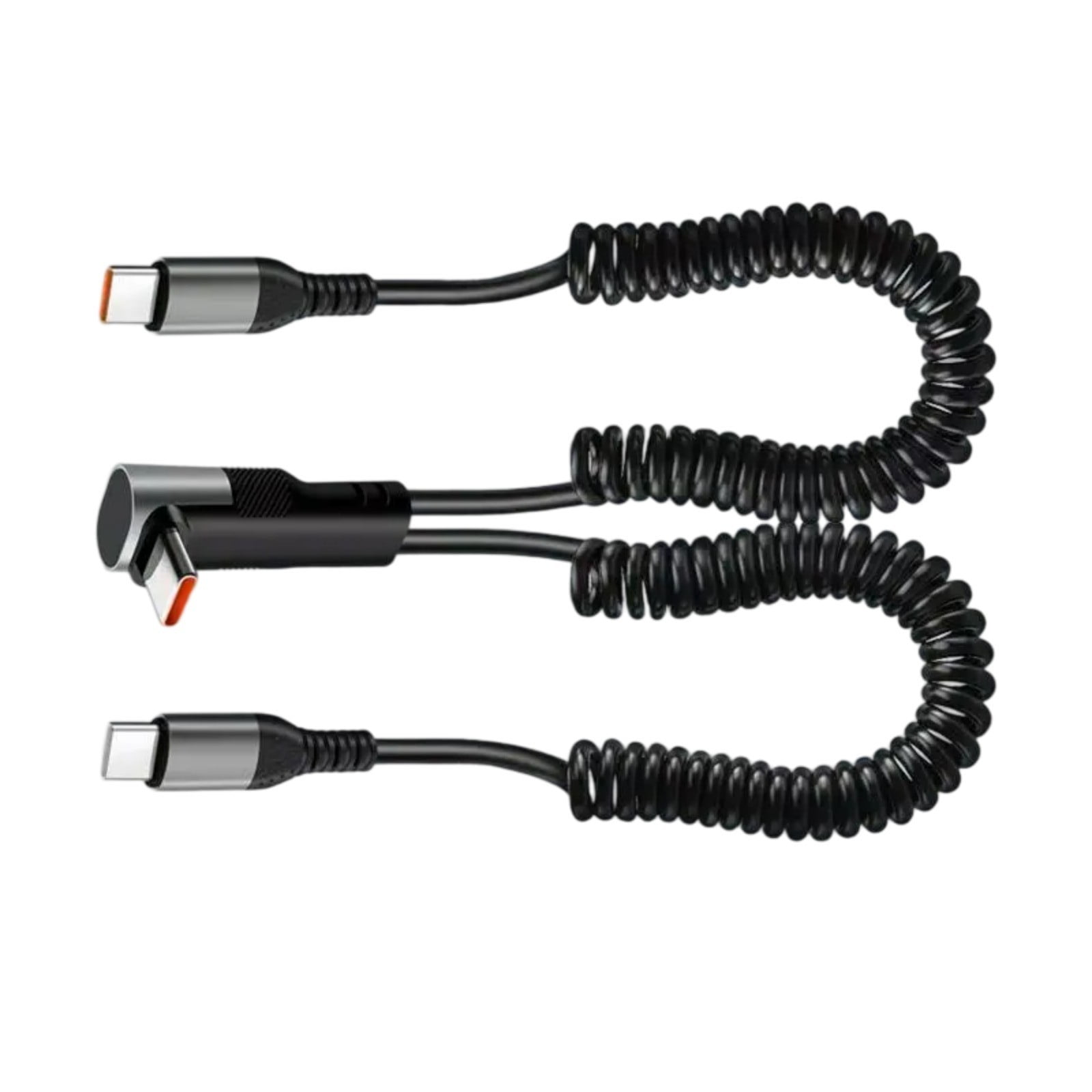 2 in 1 USB A & Type C Car Charging Cable with Stretchable Spring ...